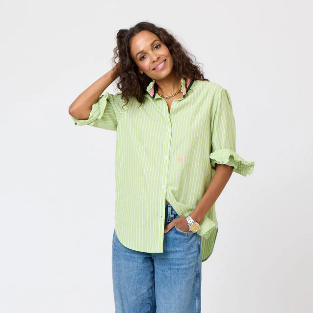 Kerri Rosenthal Mia Stripe Ruffle Shirt